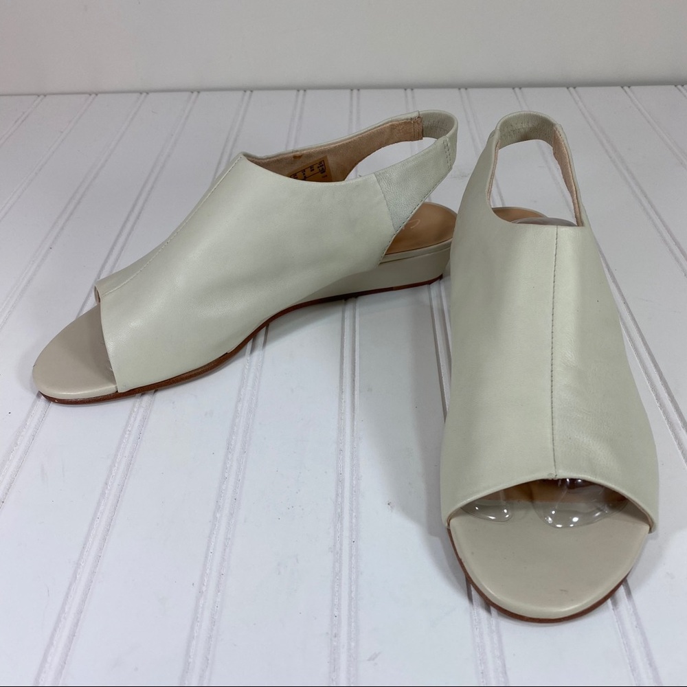Clarks Off White Leather Sling Back Shoes - Gem